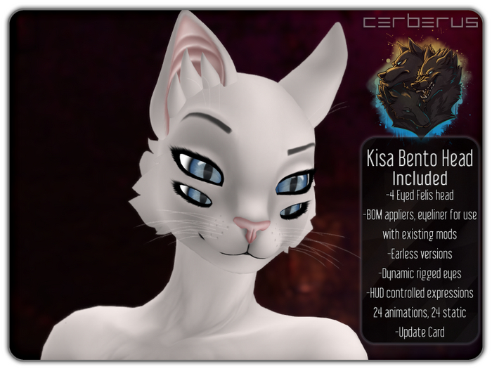 Second Life Marketplace - .:C:. Kisa Bento Head - Four-eyed Cat head!