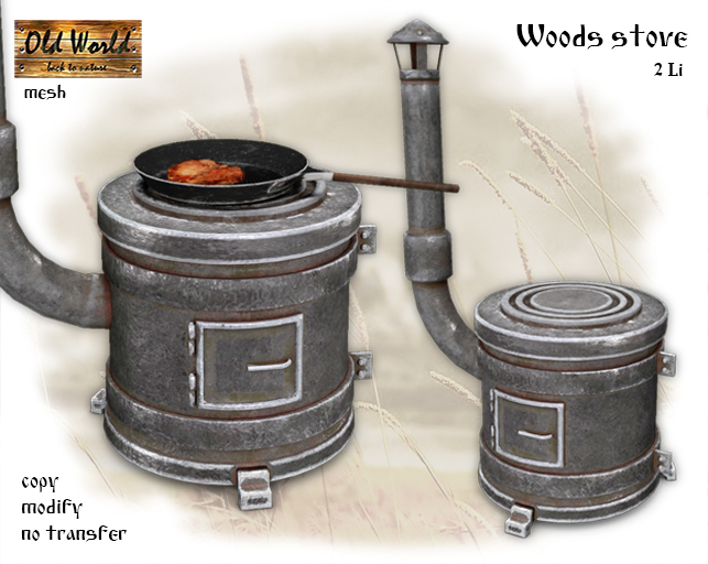 Second Life Marketplace - Wood stove v2 - Old World - Medieval kitchen