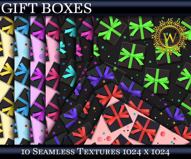 Second Life Marketplace - Gift Boxes 10 Seamless Textures - WonderWall ...