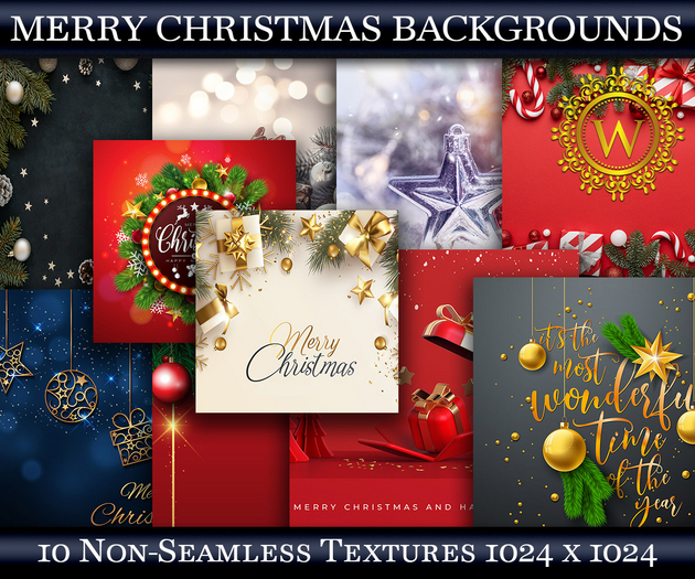 Second Life Marketplace - Merry Christmas 10 Backdrops Background ...