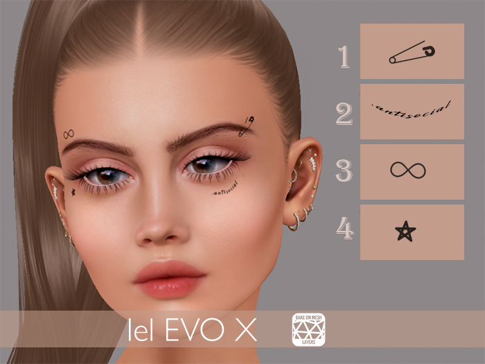 Second Life Marketplace Dishy Antisocial Lel Evox Face Tattoo Bom 4114