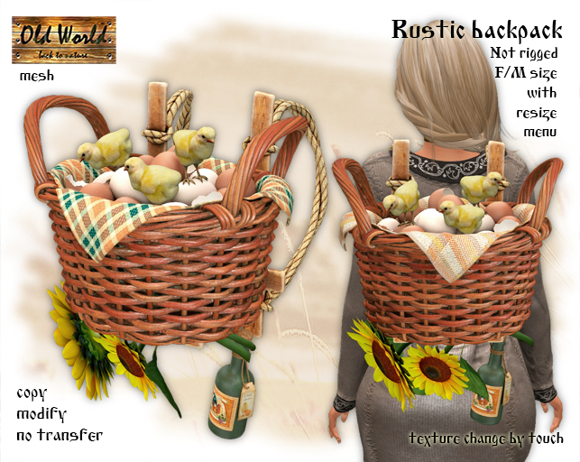 Second Life Marketplace - Chicks basket backpack with eggs - Old World ...