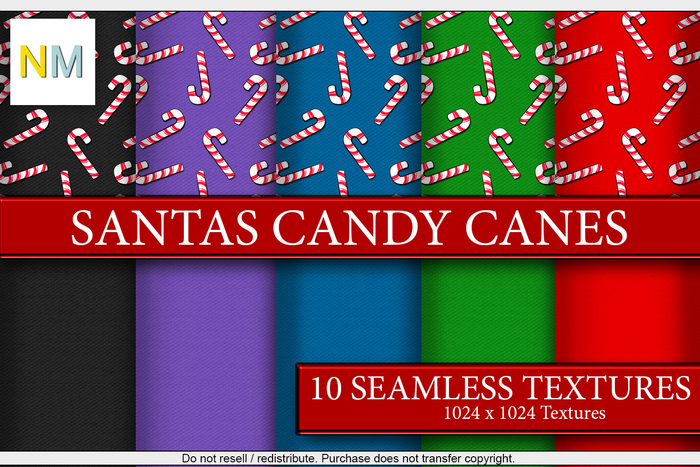 Second Life Marketplace - Santas Candy Canes Matchup Kit 10 Seamless ...