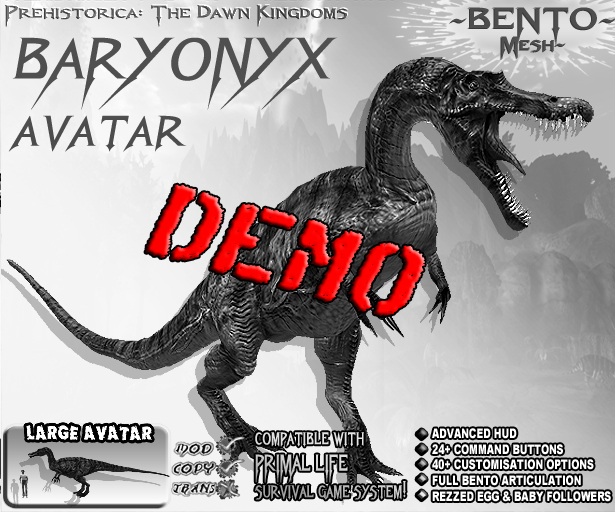 Second Life Marketplace - {DEMO} Baryonyx MESH DINOSAUR AVATAR ...