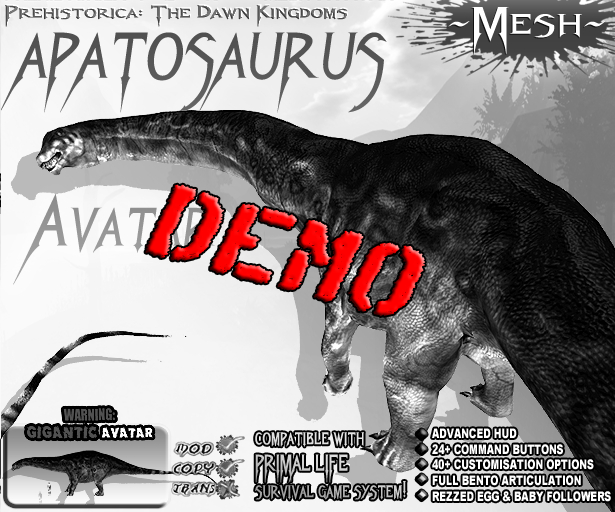 Second Life Marketplace - {DEMO} Apatosaurus MESH DINOSAUR AVATAR ...