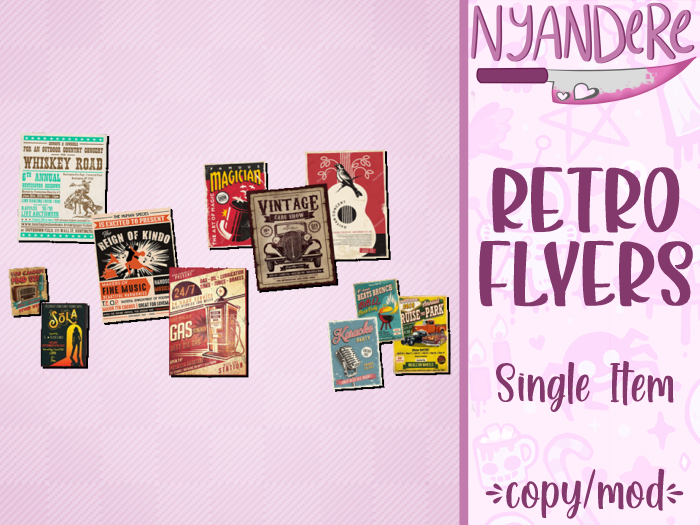 Second Life Marketplace - Retro Flyers - Vintage Posters Wall Decor