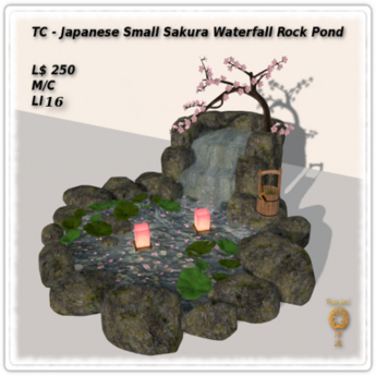 Second Life Marketplace - Japanese Small Sakura Waterfall Rock Pond