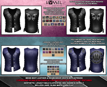 Second Life Marketplace - (HASSEL) DEMO SEXY LEATHER BIKER VEST STRINGS ...