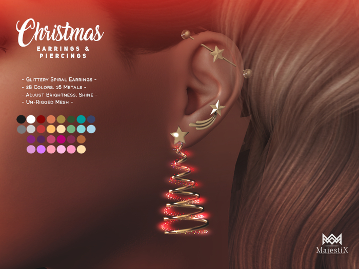 Second Life Marketplace - !:.MajestiX.:! Christmas Tree Earrings with ...