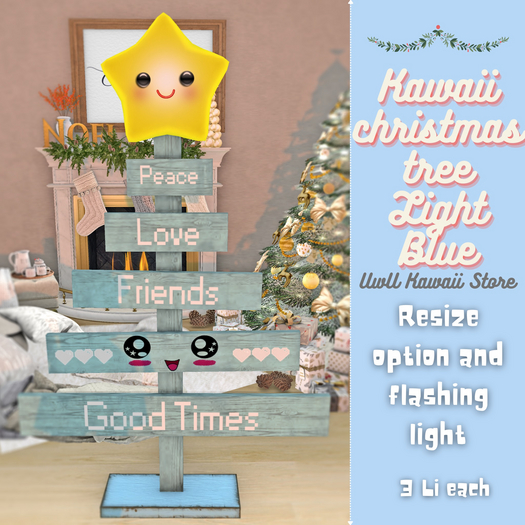 Second Life Marketplace - Kawaii christmas tree Light Blue- UwU Kawaii ...