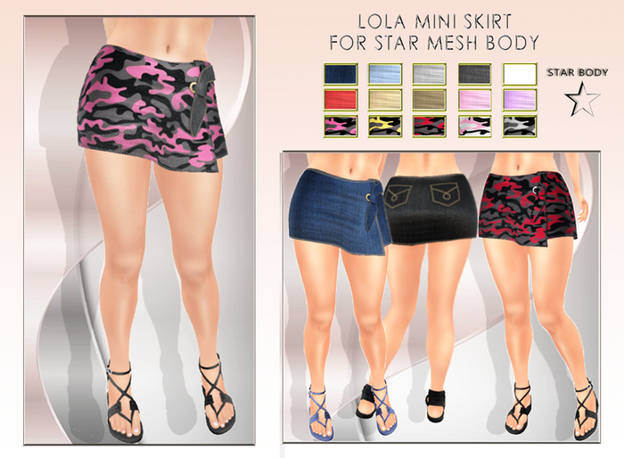 Second Life Marketplace - Infinity: Lola Mini Skirt - Star Mesh Body DEMO