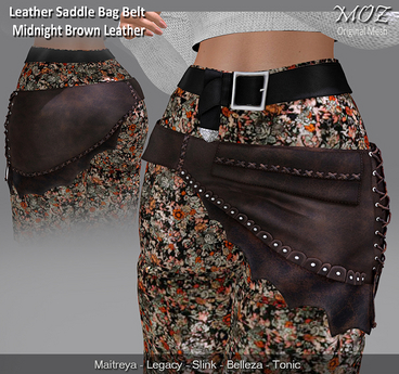 Second Life Marketplace - !MOZ Leather Saddle Bag Belt - Midnight Brown ...