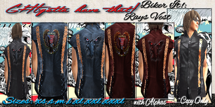 Second Life Marketplace - !GHT!GBADD BIKER IT! RAYS VEST
