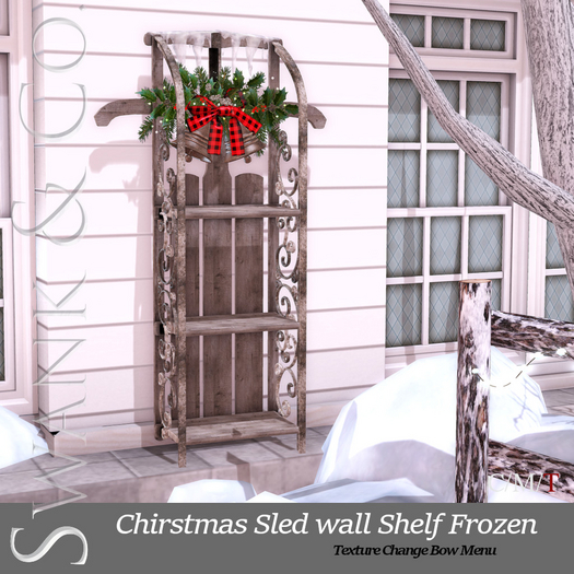 Second Life Marketplace - Swank & Co. Chirstmas Sled wall Shelf Frozen