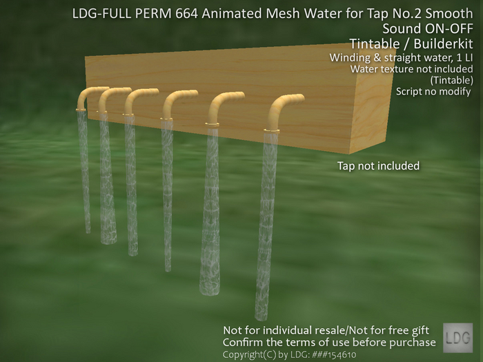Second Life Marketplace - LDG-FULL PERM 664 Animated Mesh Water for Tap ...