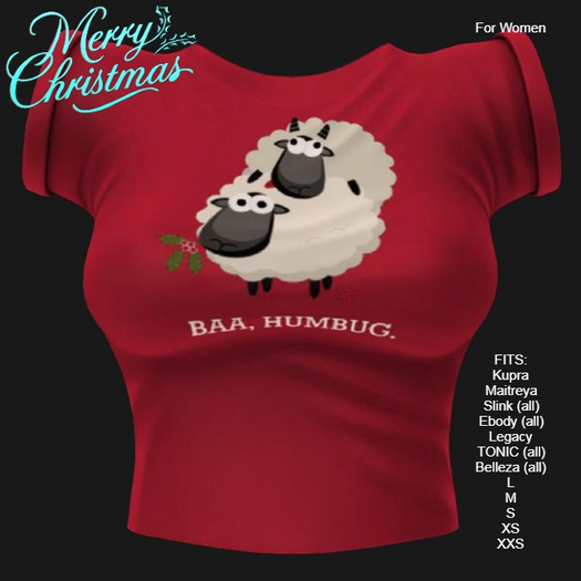 Second Life Marketplace - Women's CUFF TEE (BOXED) BAA HUMBUG
