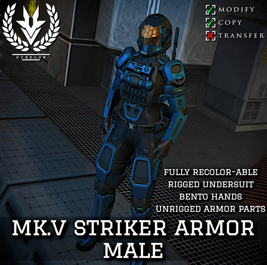 Second Life Marketplace - [Echelon] // Mk. V Striker Armor - Male