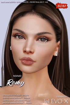 Second Life Marketplace - ND/MD Romy head skin 5 - mid - (Lel EVOX) add-1
