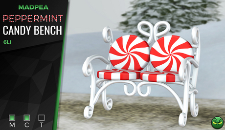 Second Life Marketplace - MadPea Peppermint Candy Bench