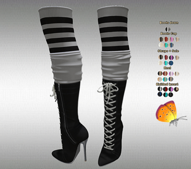 Second Life Marketplace - Boots long front lacing with knitted insert ...