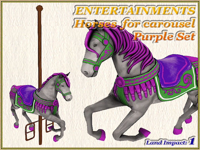 Second Life Marketplace - ENTERTAINMENTS - Horses for carousel - Purple ...