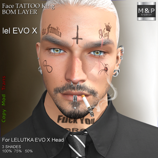 Second Life Marketplace - lel EVO X *Face Tattoo King*