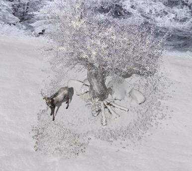Second Life Marketplace - Winter Scene with Deer & Animated Robin