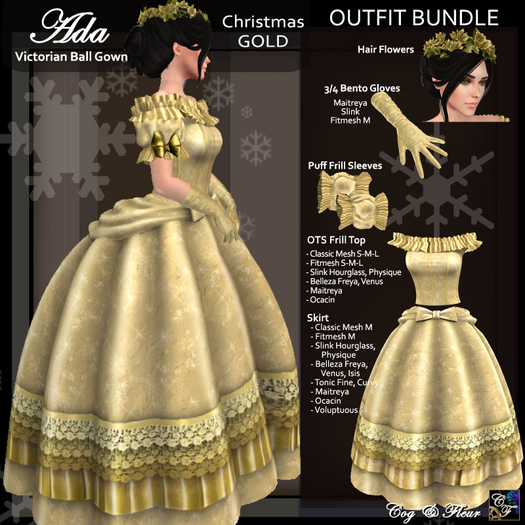 Second Life Marketplace - C&F Ada 1860s Victorian Christmas Ball Gown ...