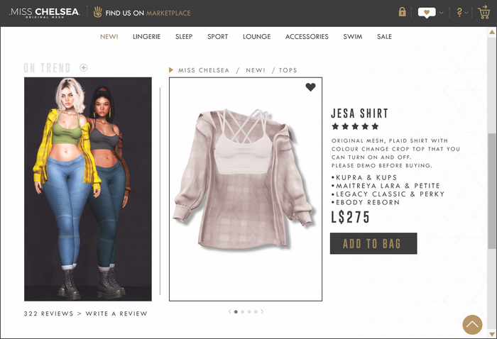 Second Life Marketplace - .miss chelsea. Jesa Shirt Creme