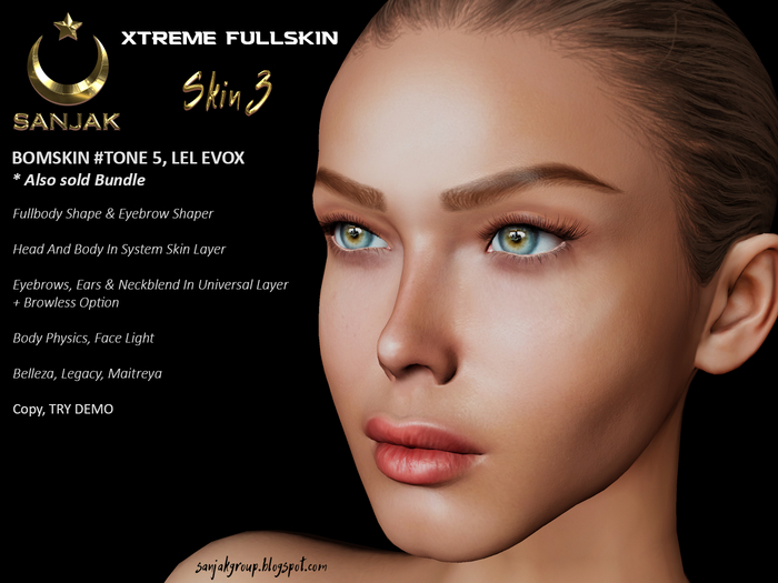 Second Life Marketplace - Xtreme FullSkin Female 3 Tone 5 BOM Sanjak ...