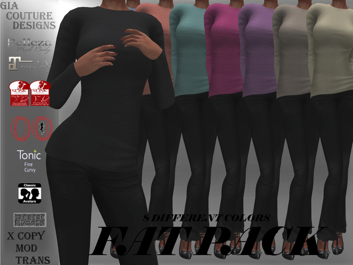 Second Life Marketplace - "GCD" Shannon Long Sweaters FAT PACK
