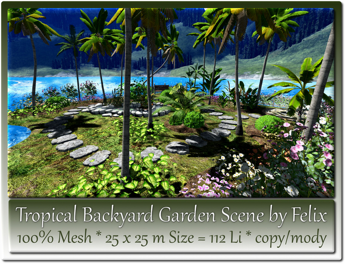 Second Life Marketplace - Tropical Backyard Garden Scene by Felix ...