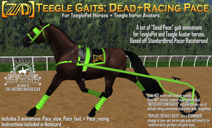Second Life Marketplace - [ZAD] Teegle Gaits: Dead + Racing Pace