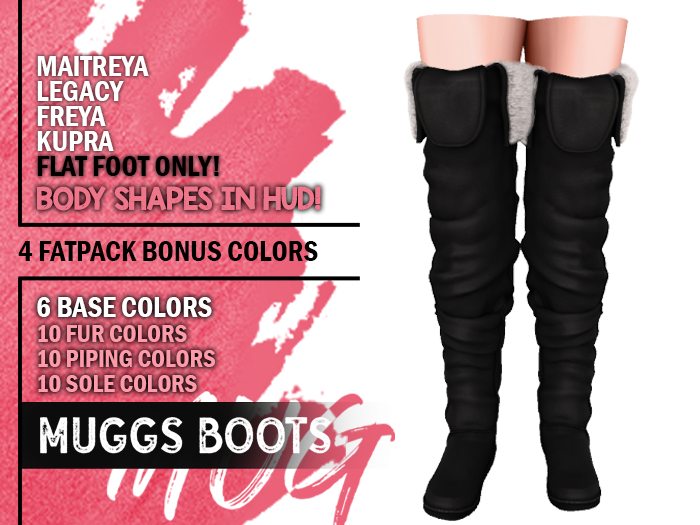 Second Life Marketplace - Mug - Muggs Thigh Boots - Black