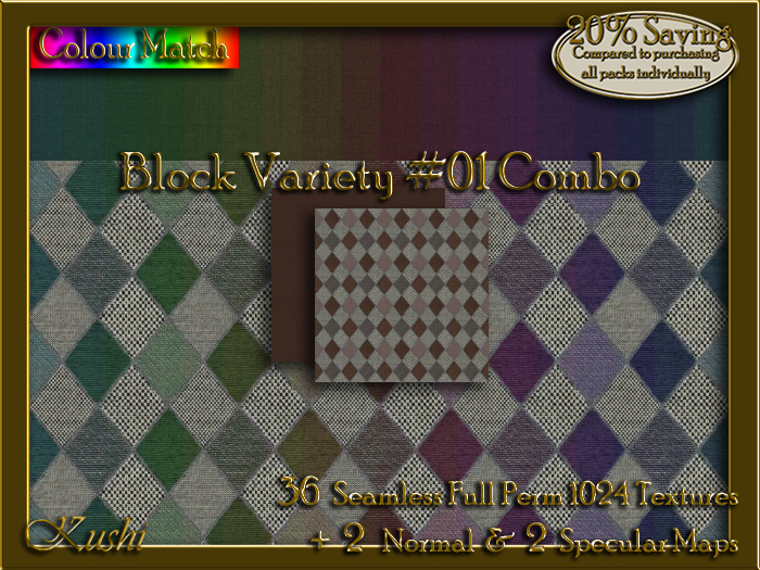 Second Life Marketplace - Block Variety #01 Combo Seamless Texture Set