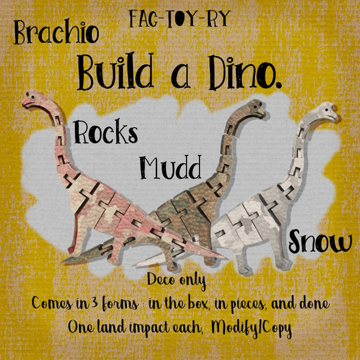 Second Life Marketplace - Fac-Toy-ry [Build a Dino] Brachio Set