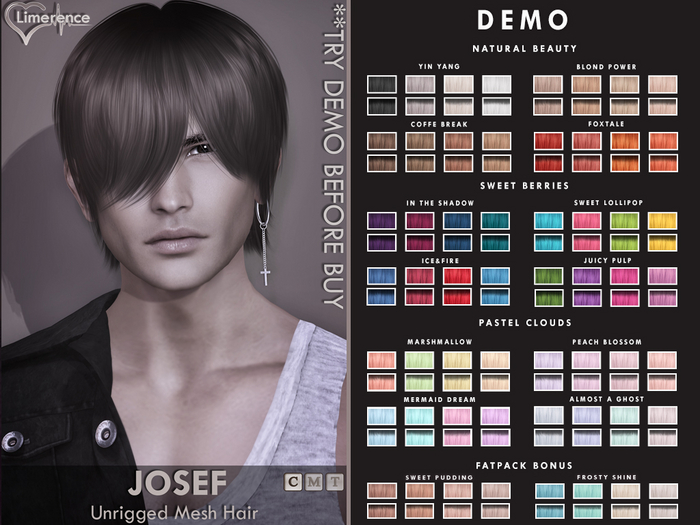 Second Life Marketplace - {Limerence} Josef hair-DEMO