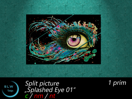 Second Life Marketplace - SLW Design - Splashed Eye 01 (split picture)
