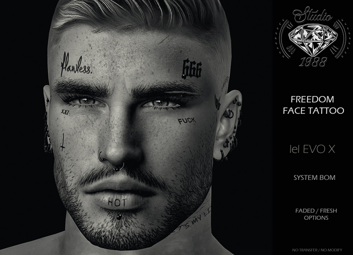 Second Life Marketplace - Studio 1988_Freedom Face Tattoo