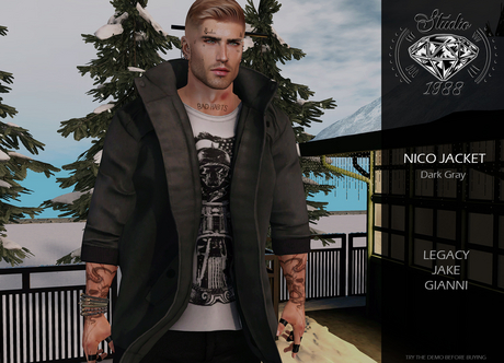 Second Life Marketplace - Studio 1988_Nico Jacket Dark Gray