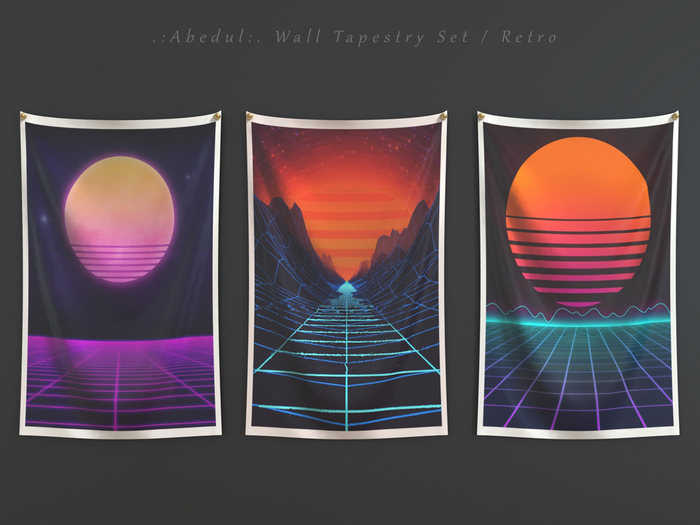 Second Life Marketplace - .:Abedul:. Wall Tapestry Set / Retro