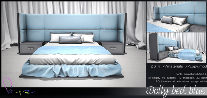 Second Life Marketplace - K&S - // Dolly bed. blue PG