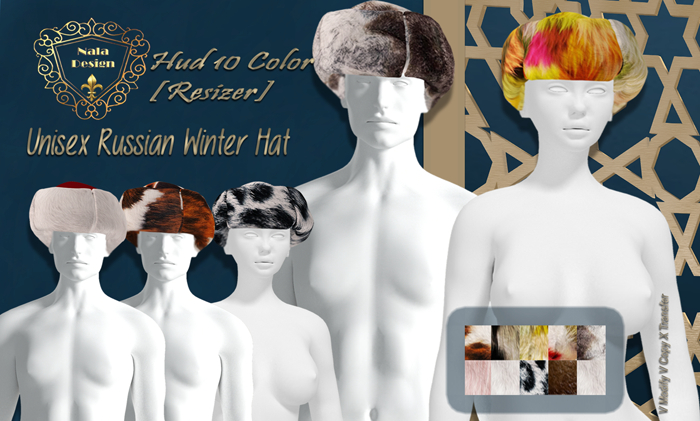 Second Life Marketplace - Nala Design - Unisex Russian Winter Hat [Resizer]