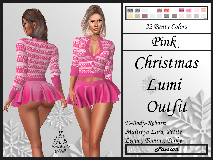 Second Life Marketplace Passion Christmas Lumi Outfit Pink