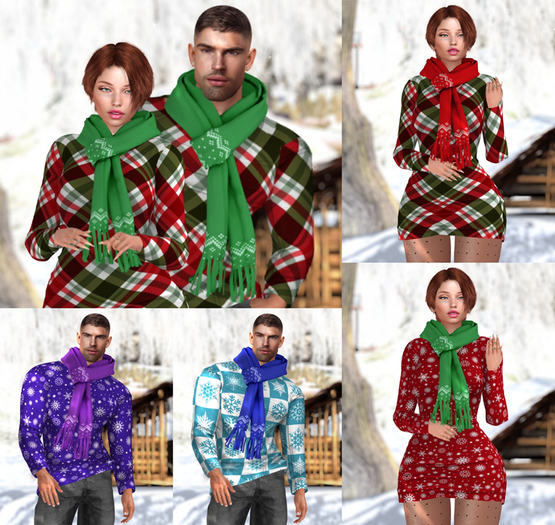 Second Life Marketplace - MJB Christmas Scarf UNISEX 4 colors with HUD