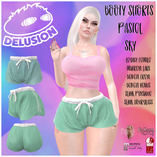 Second Life Marketplace [delusion] Booty Shorts Aqua