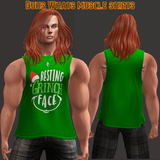 Second Life Marketplace - DW Grinch face Muscle Shirt