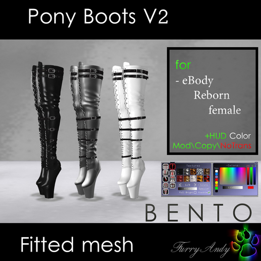 Second Life Marketplace - Furry Andy - Pony Boots v2 - eBody Reborn