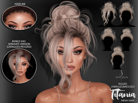 Second Life Marketplace - Sintiklia - Hair Titania - Blacks&whites