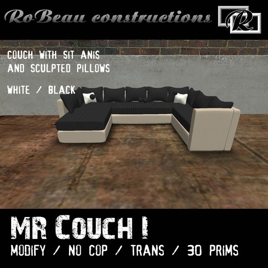 Second Life Marketplace - MR Couch I - White / black- Special offer